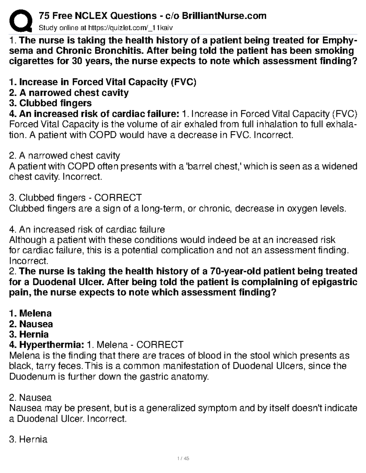 75 Free NCLEX Questions - Comprehensive Review for Nursing Students ...