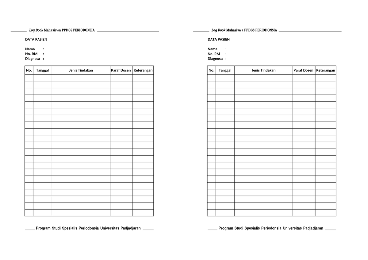 Log Book - Pasien - +++ - kedokteran gigi - Log Book Mahasiswa PPDGS ...