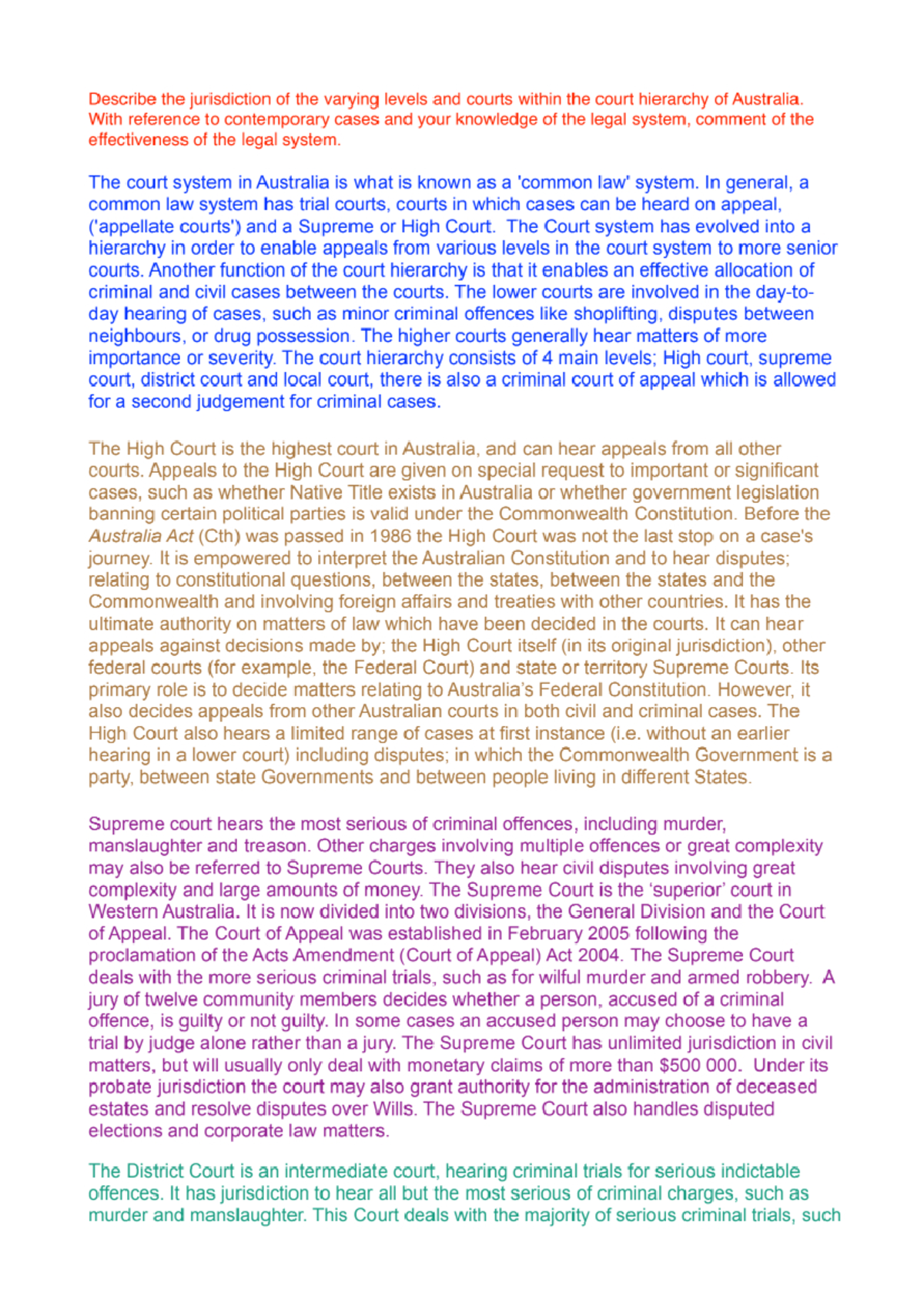 Court Hierarchy in Australia: Jurisdiction and Effectiveness Analysis ...