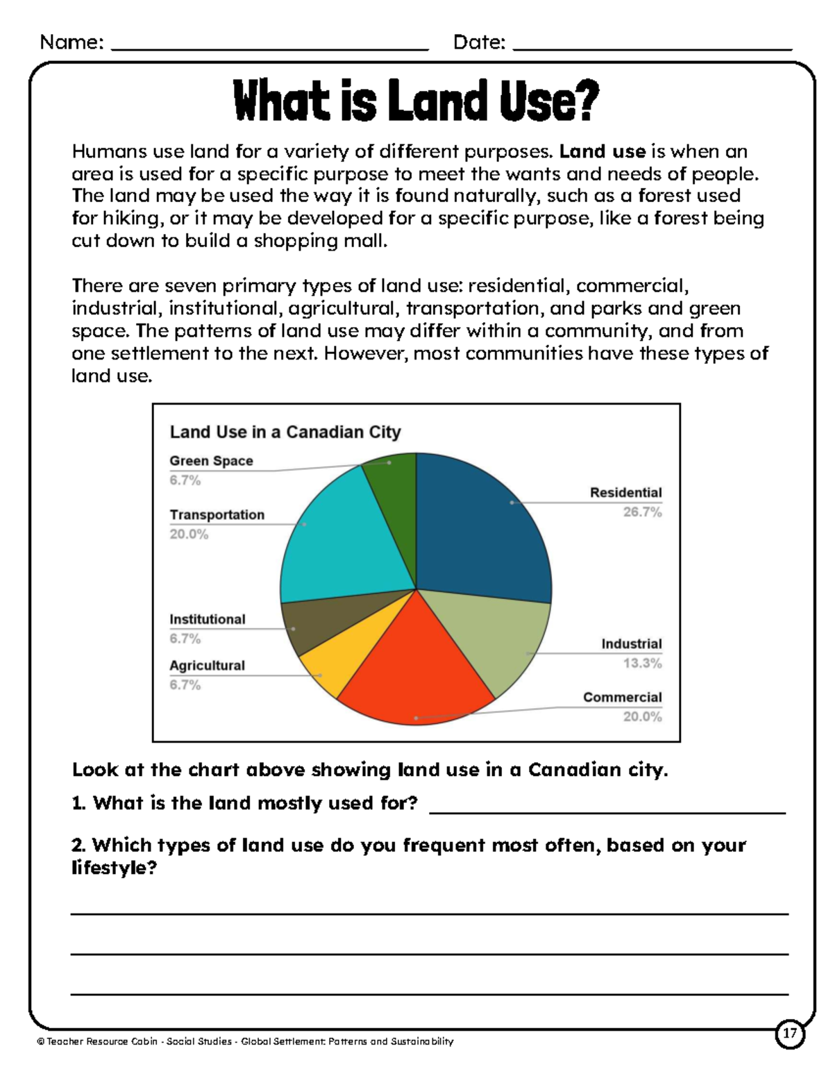 Global Settlement Patterns & Sustainability in Land Use (SS 101) - Studocu