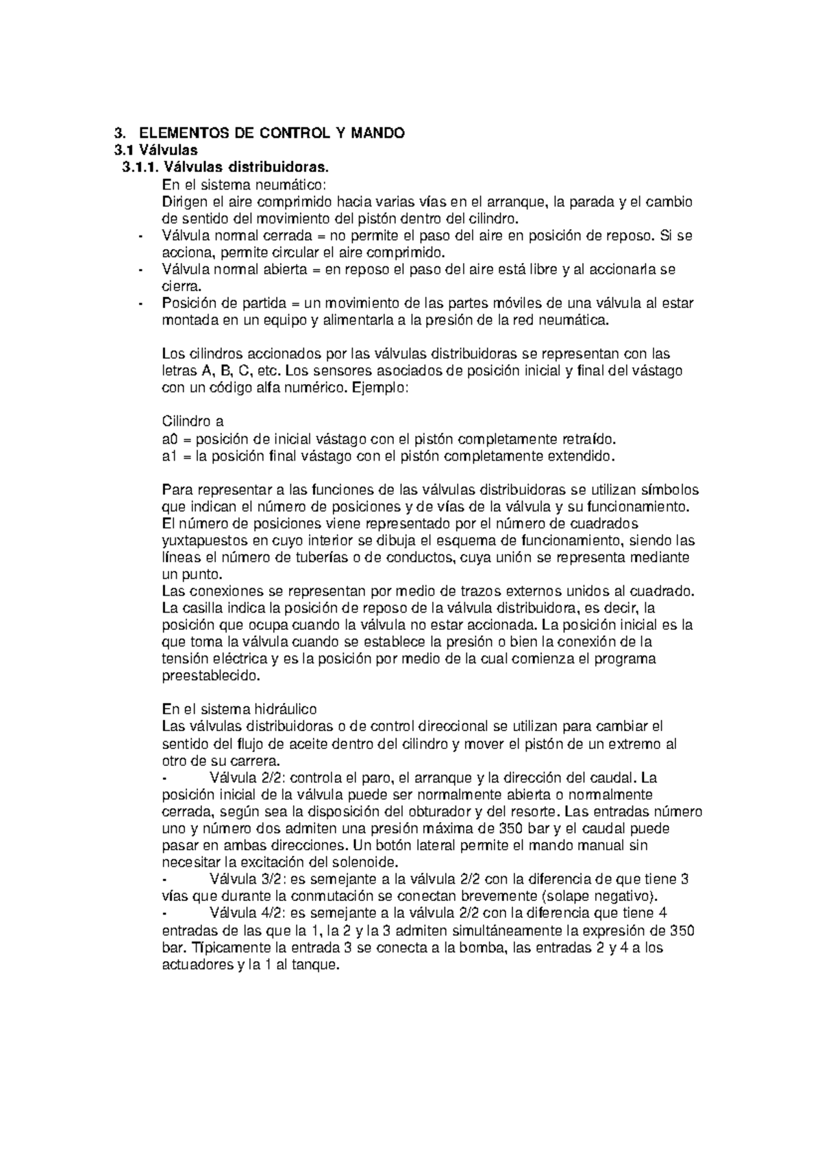 Elementos de Control y Mando en Sistemas Neumáticos e Hidráulicos - Studocu
