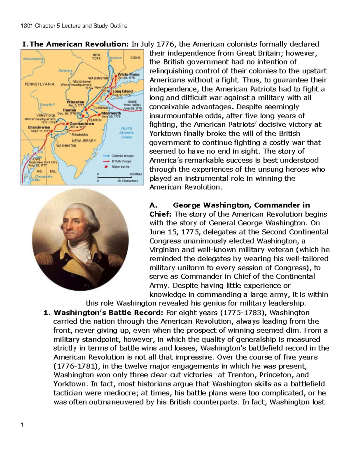 1301 American Revolution: George Washington's Leadership Tactics - Studocu