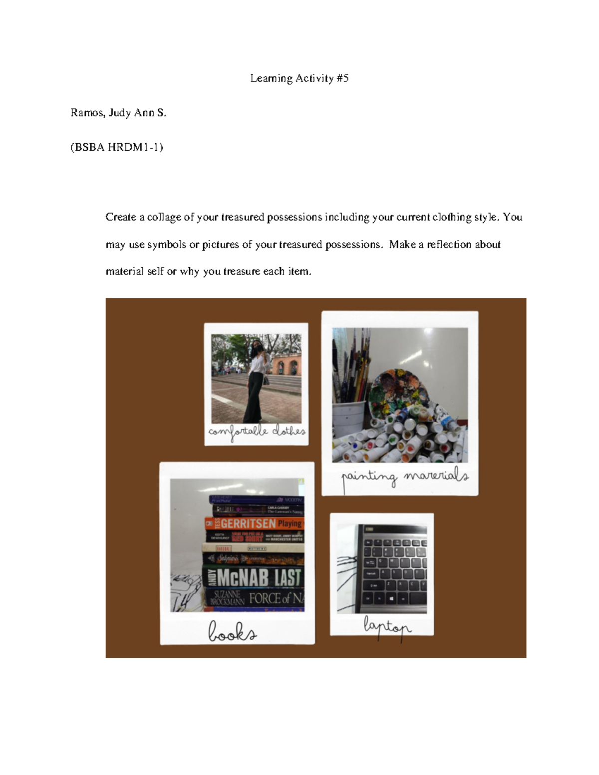 UTS Activity 5 Ramos Judy Ann BSBA-HRDM1-1 - Learning Activity # Ramos, Judy Ann S. (BSBA HRDM1 ...