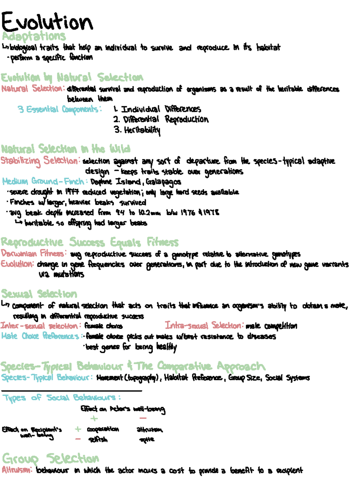 Evolution 1&2: Natural Selection & Adaptations Notes - Studocu