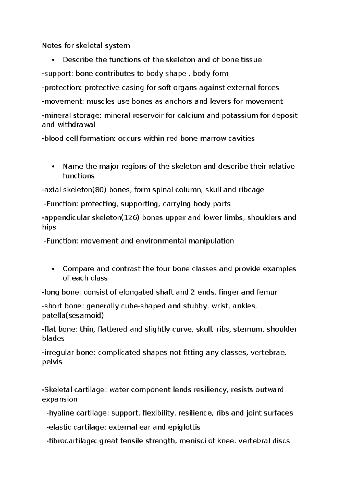 Skeletal System Notes: Functions, Anatomy, and Joint Types (BIO 101 ...