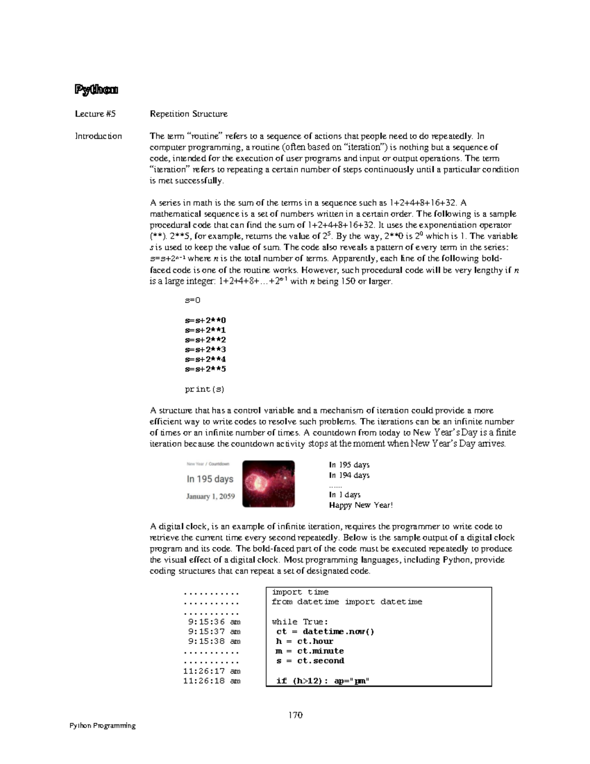 Lab #5: Repetition Structures in Python Programming (CIS247) - Studocu