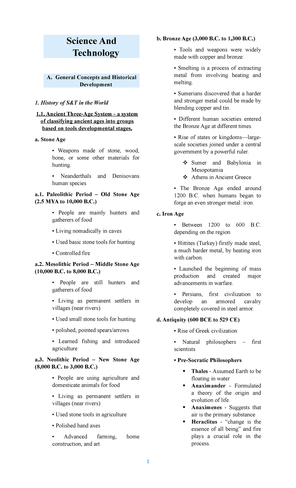 Science and Technology - Science And Technology A. General Concepts and ...