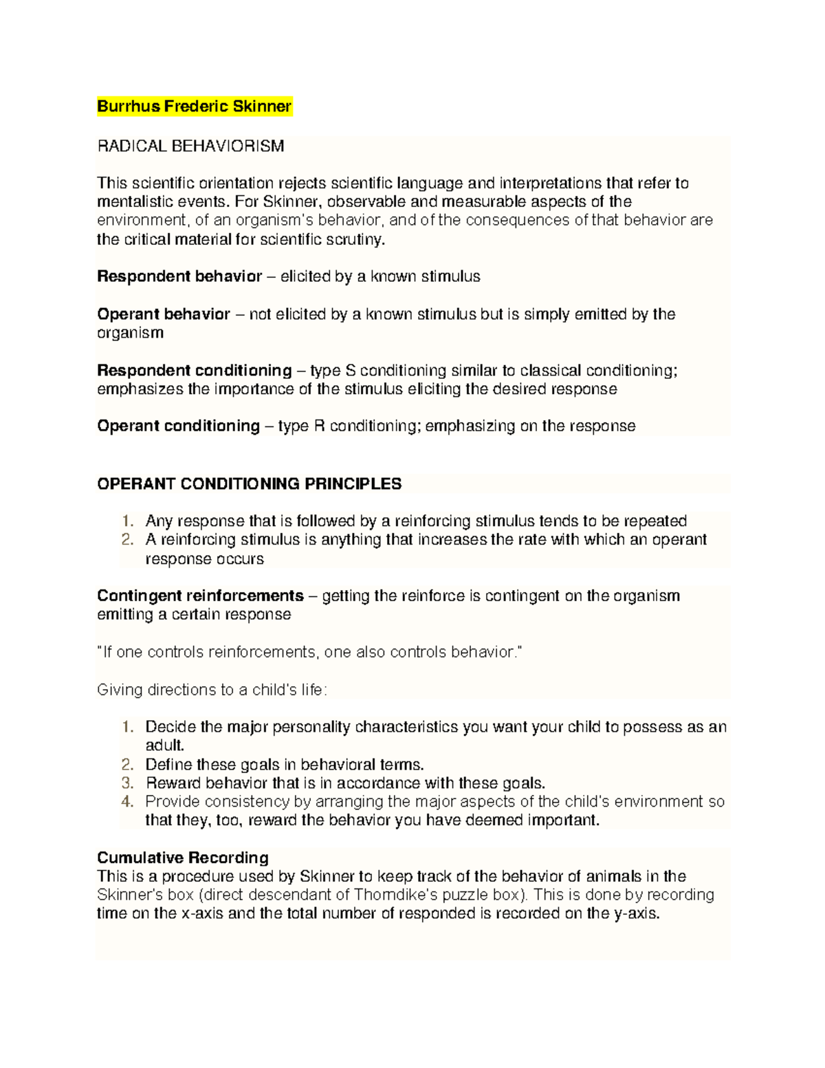 THEO Final Exam - Comprehensive Review on Skinner and Bandura - Studocu
