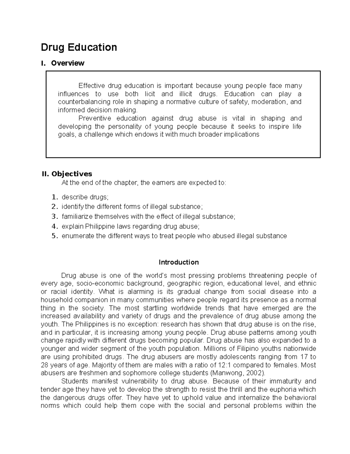 Module 6: Drug Education Overview and Key Insights - Studocu