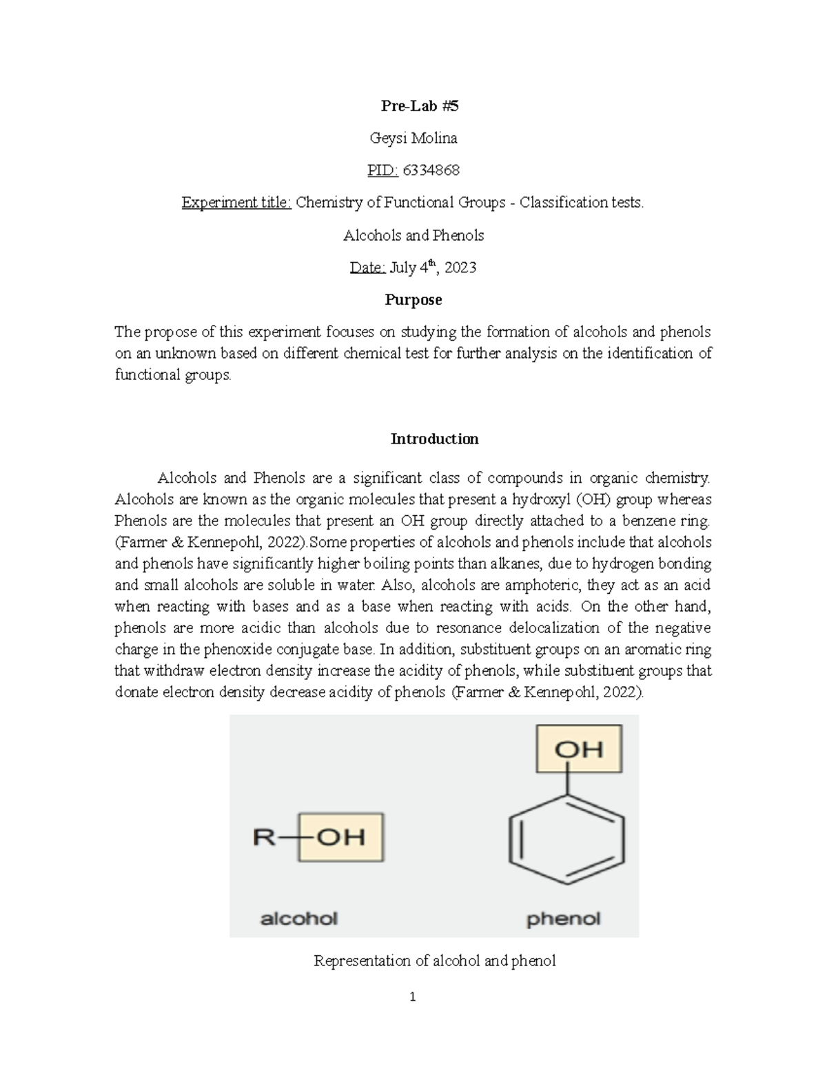Pre Lab 5 - Pre lab - Pre-Lab # Geysi Molina PID: 6334868 Experiment ...