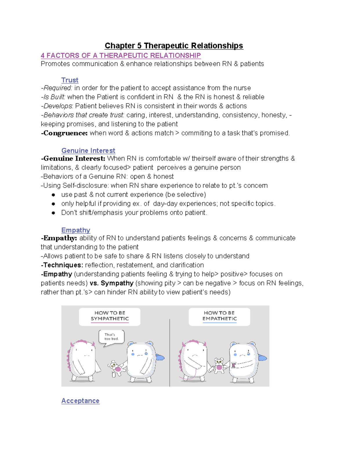 Chapter 5: Therapeutic Relationships in Mental Health Care - Studocu
