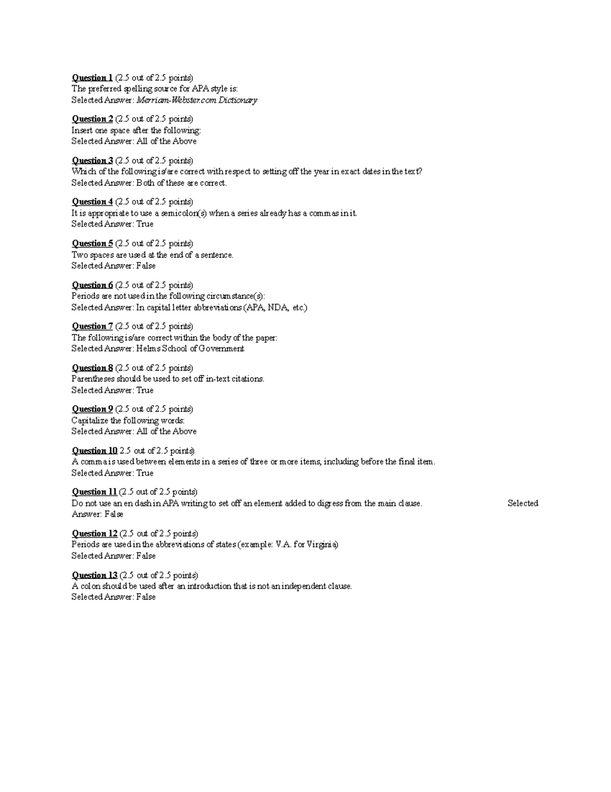 CJUS 230 APA STYLE CHAPTER 6 QUIZ QUESTIONS & ANSWERS - Studocu