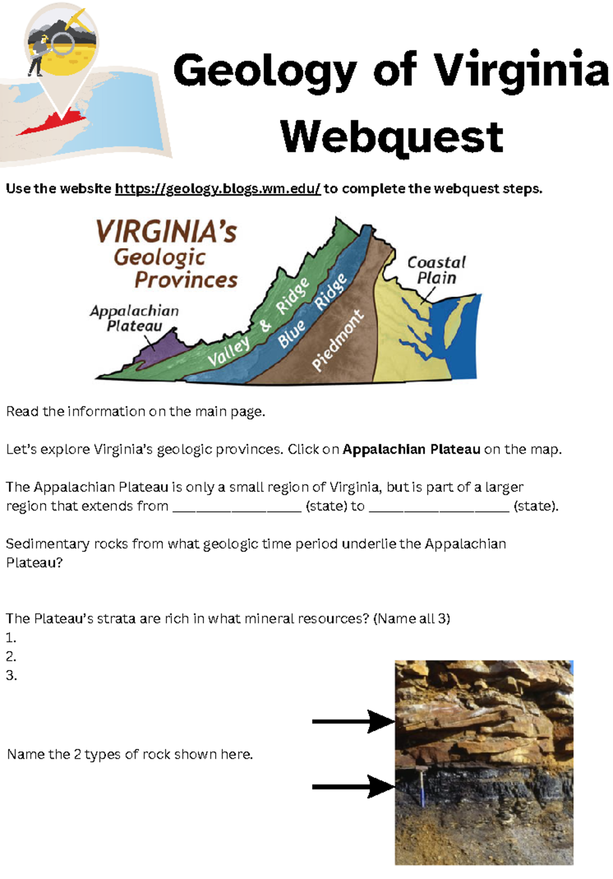 Geology of Virginia Web Quest - Understanding Geologic Provinces - Studocu