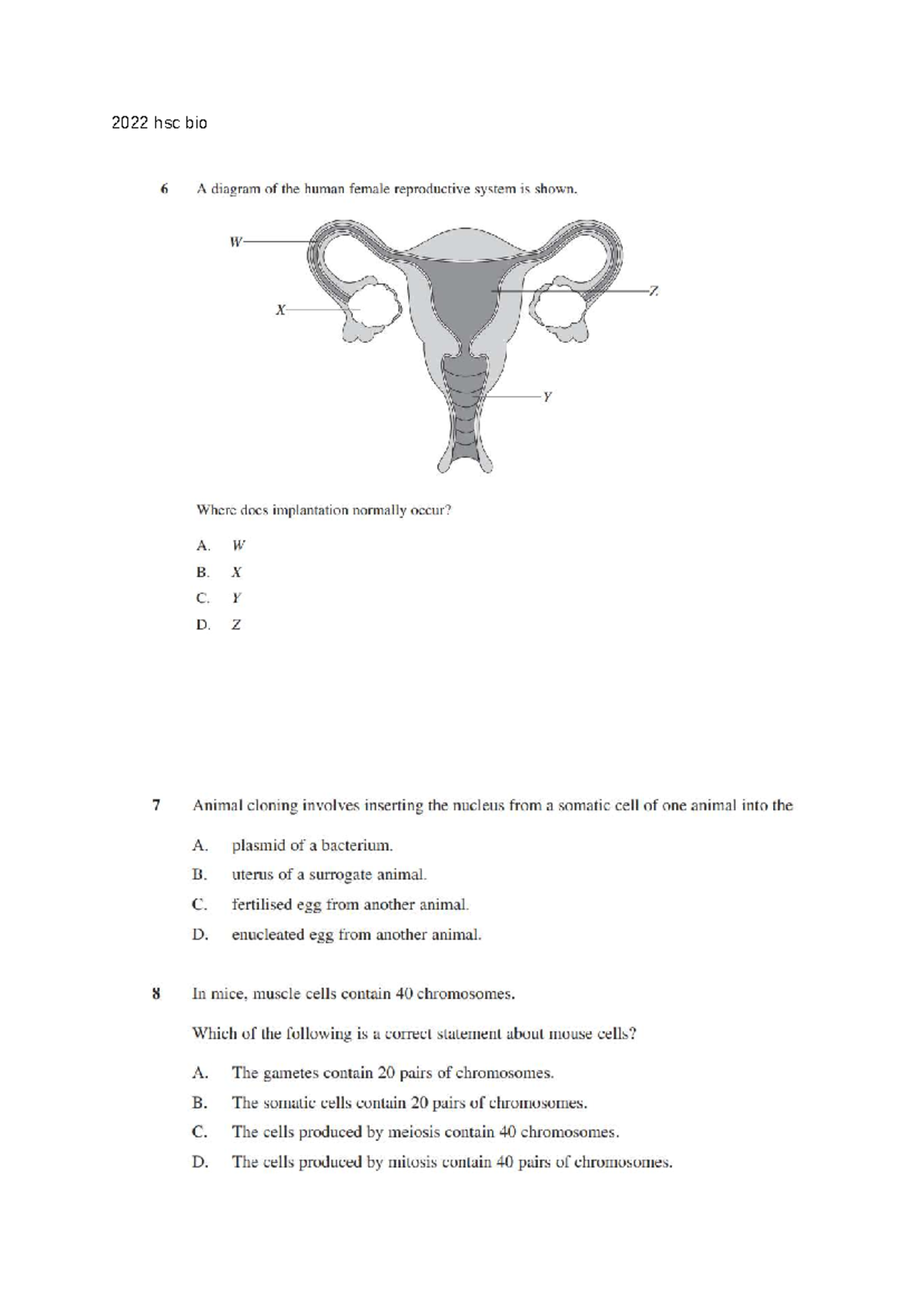 HSC Biology Module 5 Exam Review: Key Concepts & Questions - Studocu