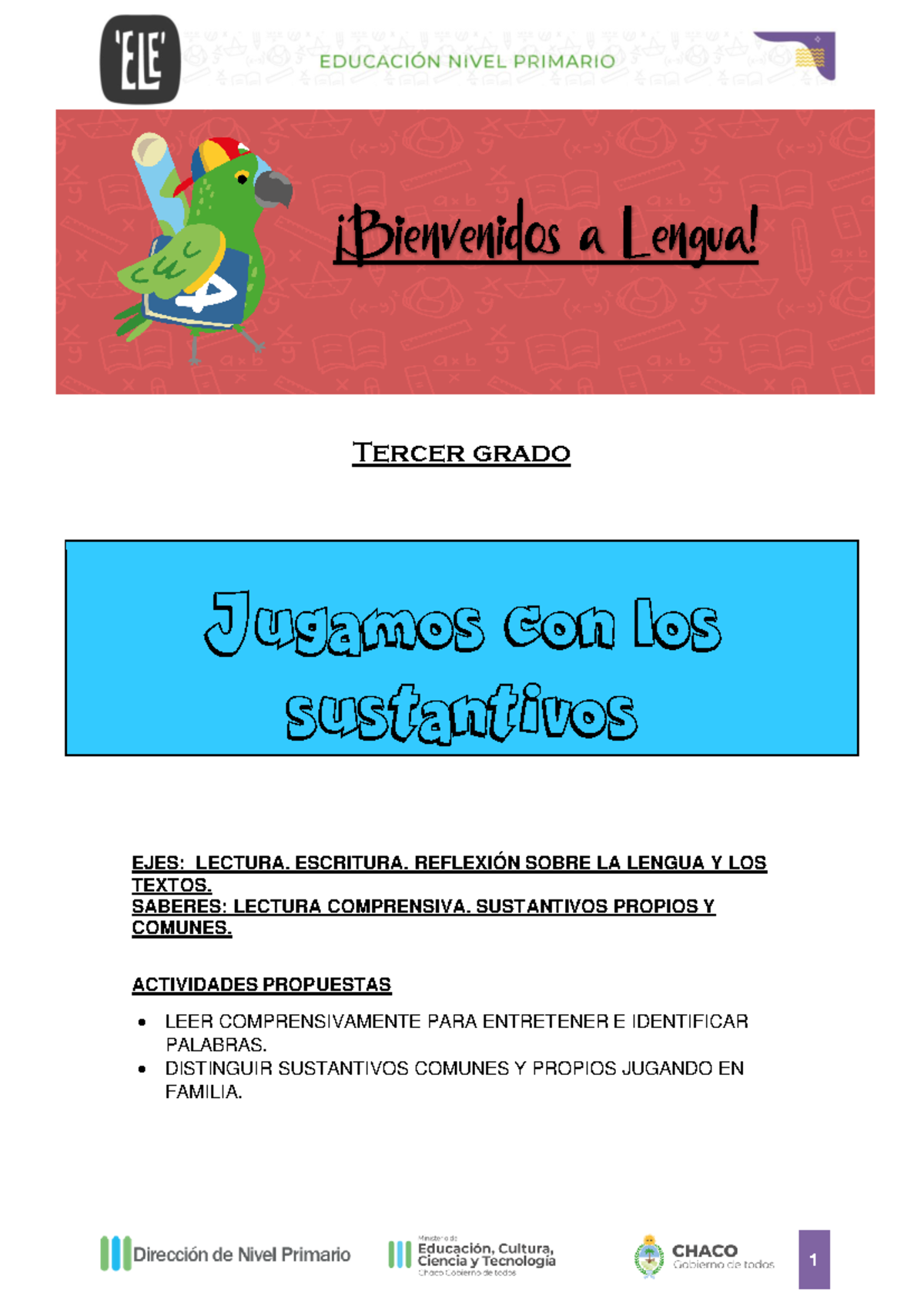 Actividades de Lengua 3° Grado: Jugamos con Sustantivos Comunes y Propios - Studocu