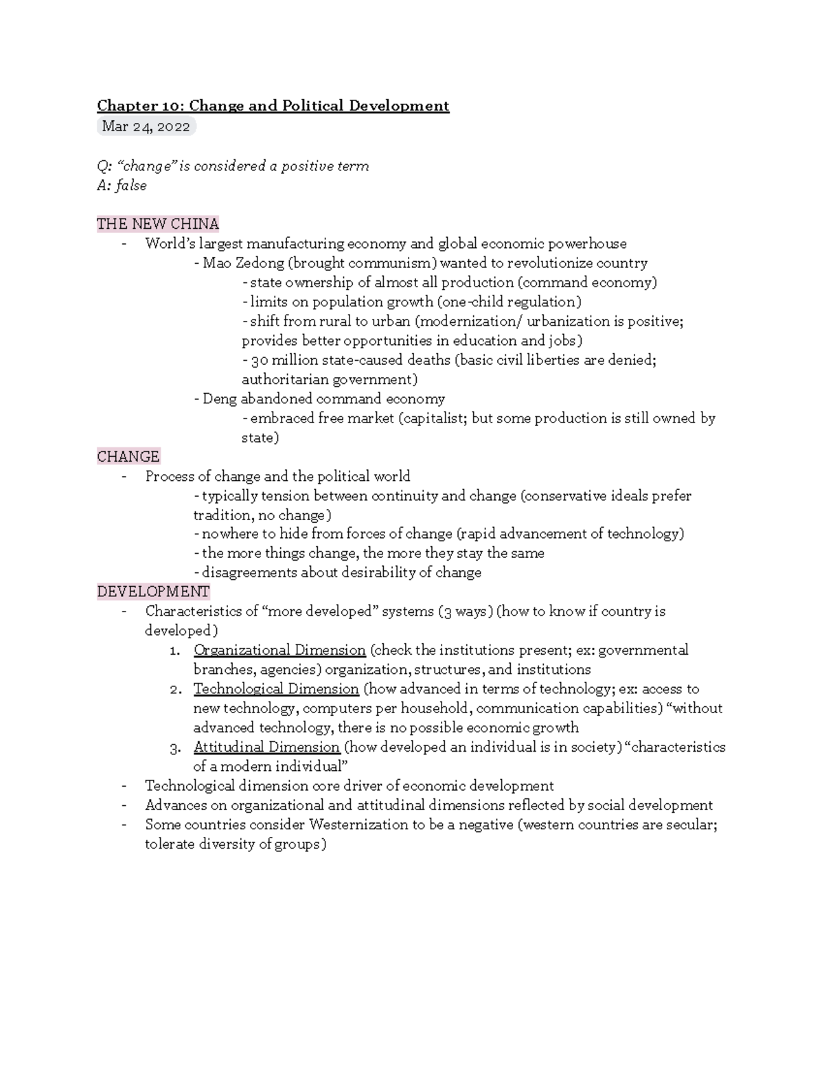 Chapter 10 - Change and Political Development - Tolerant of different ...