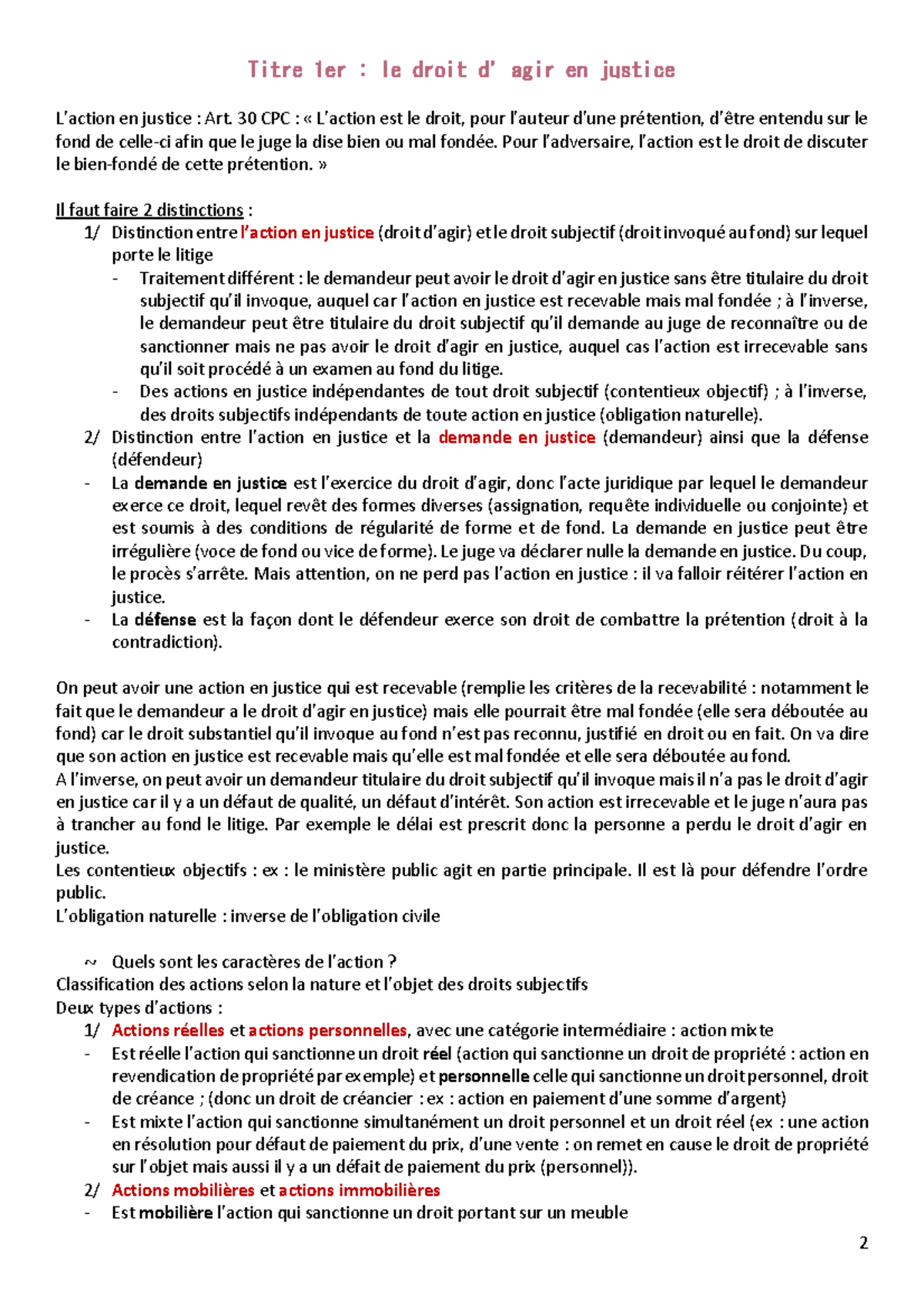 Procédure civile 2-1-7-2 - 2 Titre 1er : le droit d’agir en justice L ...
