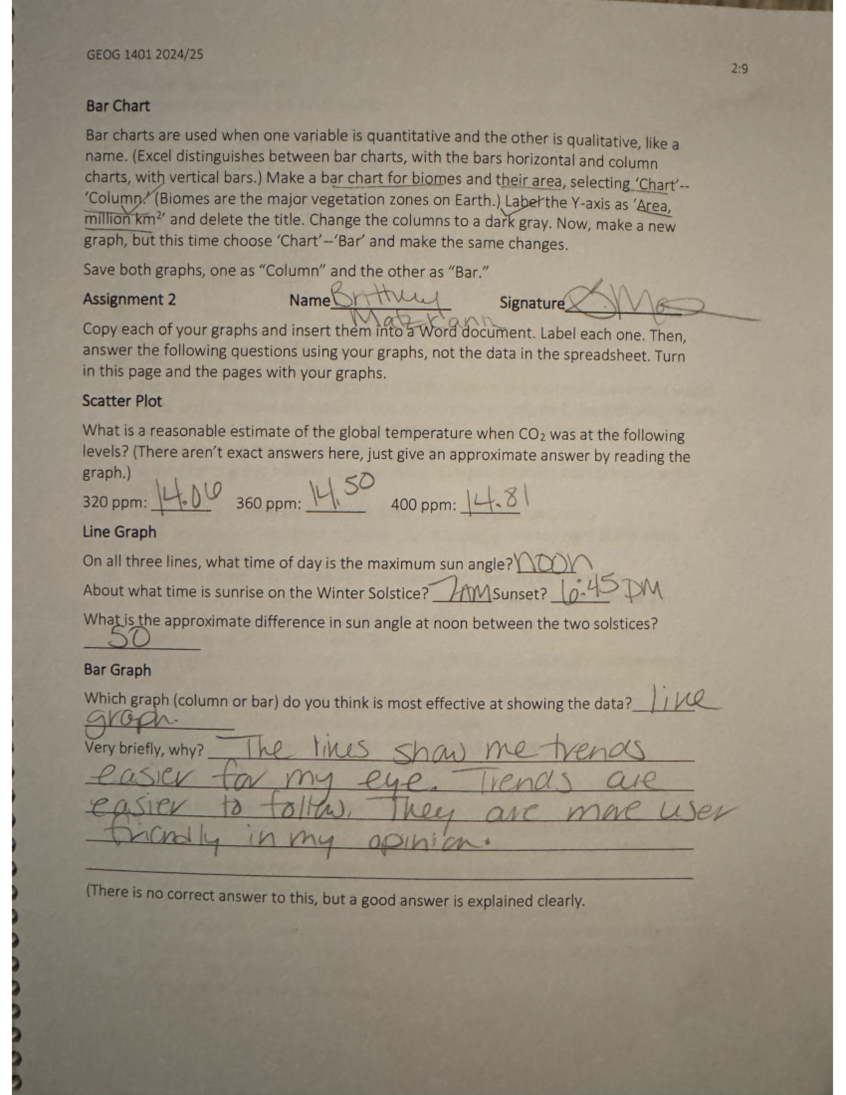 Geog 1401 Lab Sheet 2 - GEOG 1401 2:9 Bar Chart Bar charts are used ...
