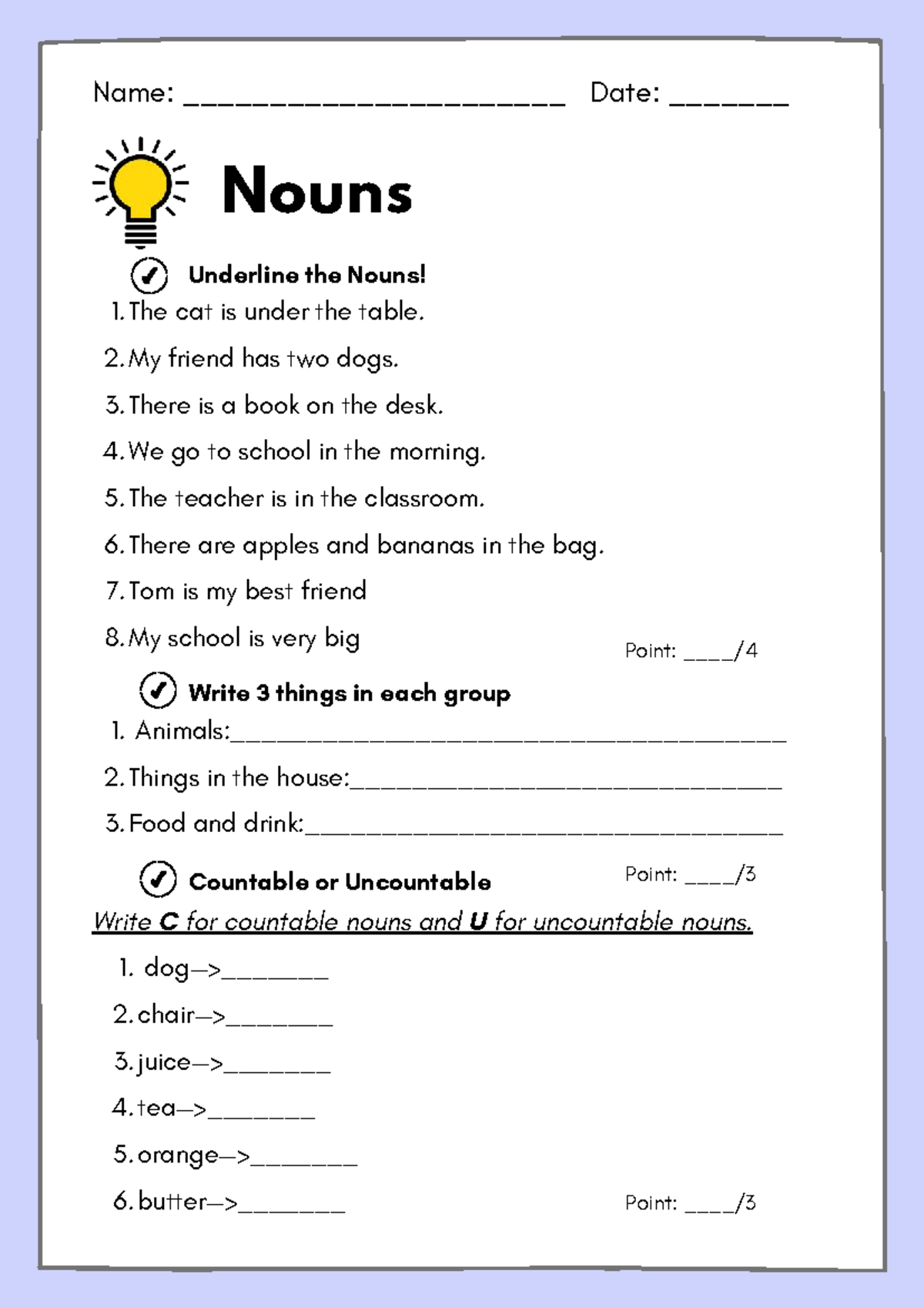 Nouns Exercise: Identify and Classify Nouns - Studocu