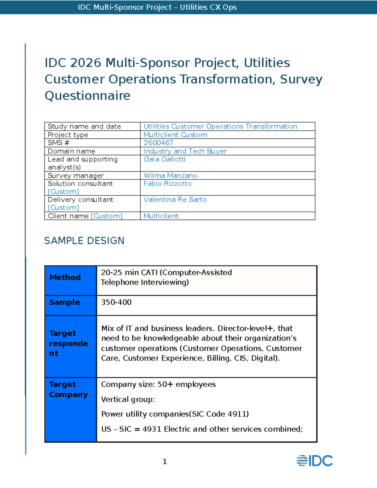 IDC 2026 Project: Utilities Customer Operations Transformation Survey ...