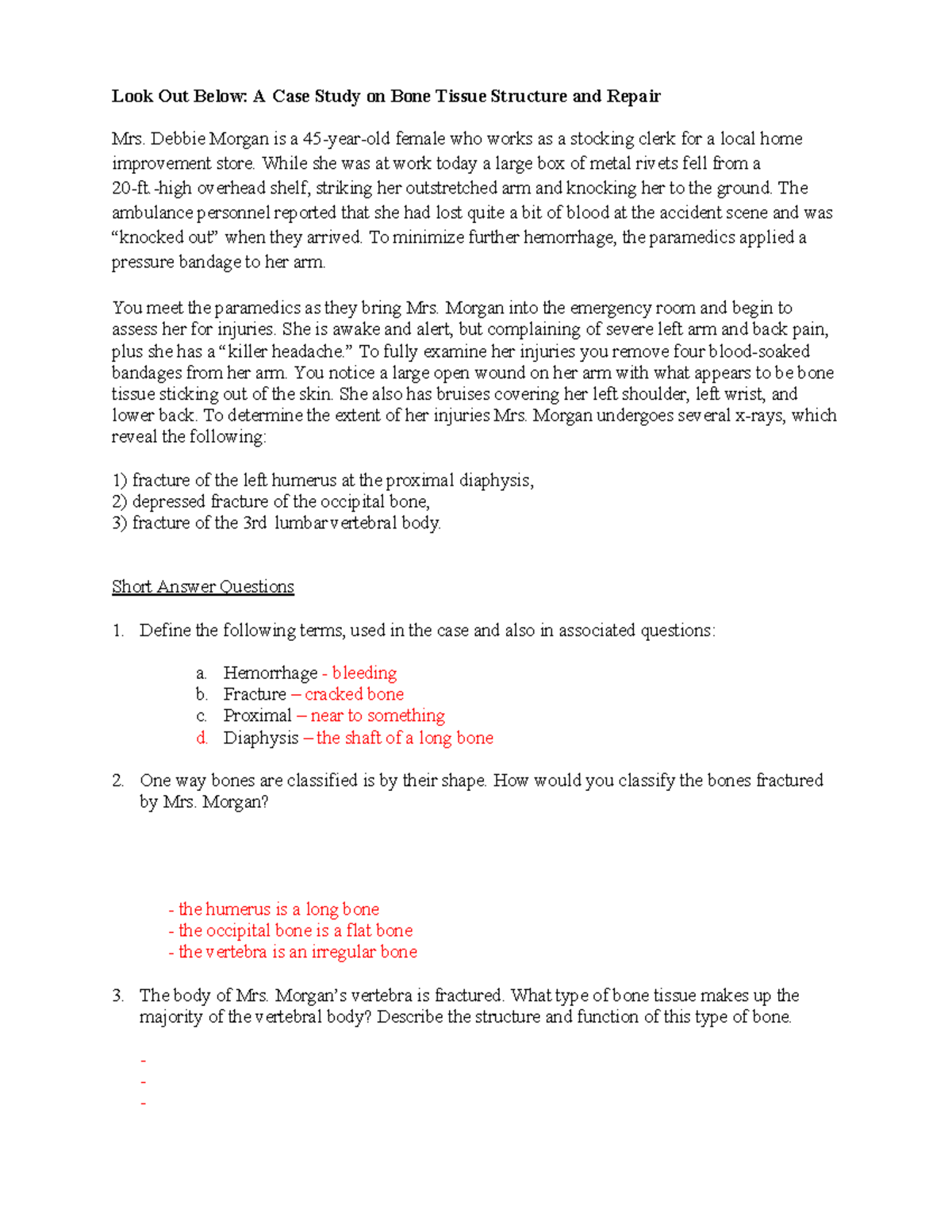 Key Case Study - Bone Tissue Structure and Repair (BSC 101) - Studocu