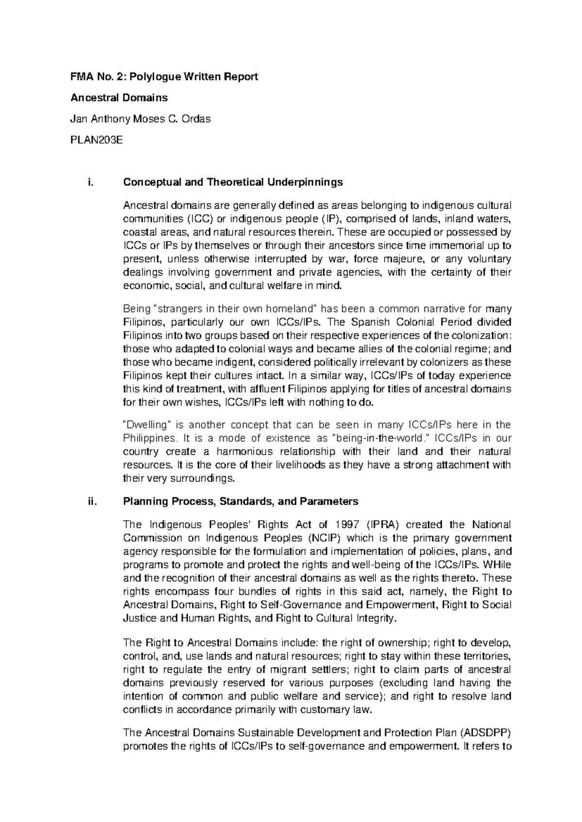 66760 Plan203Ordas Jcfma 2 - FMA No. 2: Polylogue Written Report ...