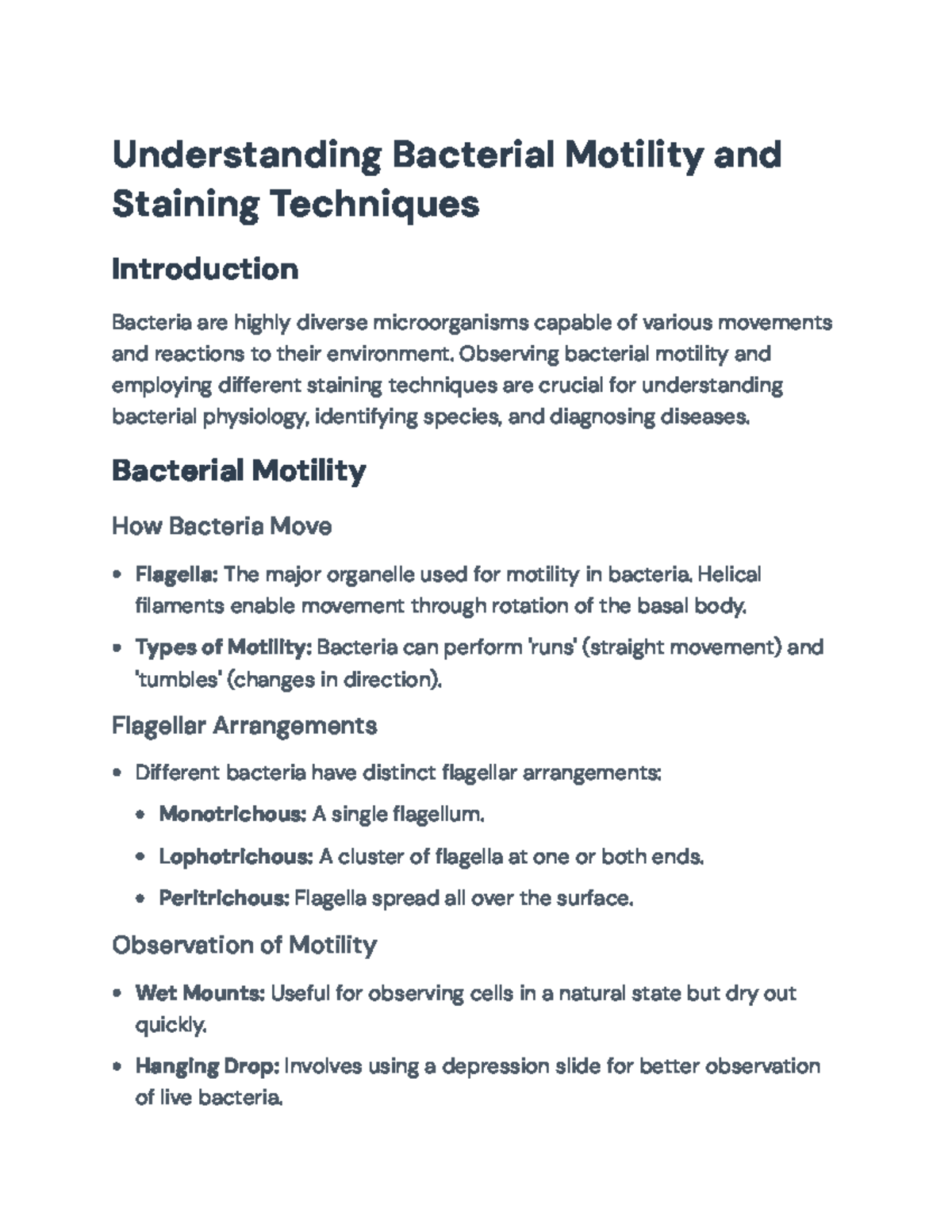 Bacterial Motility and Staining Techniques: Overview and Applications - Understanding Bacterial ...