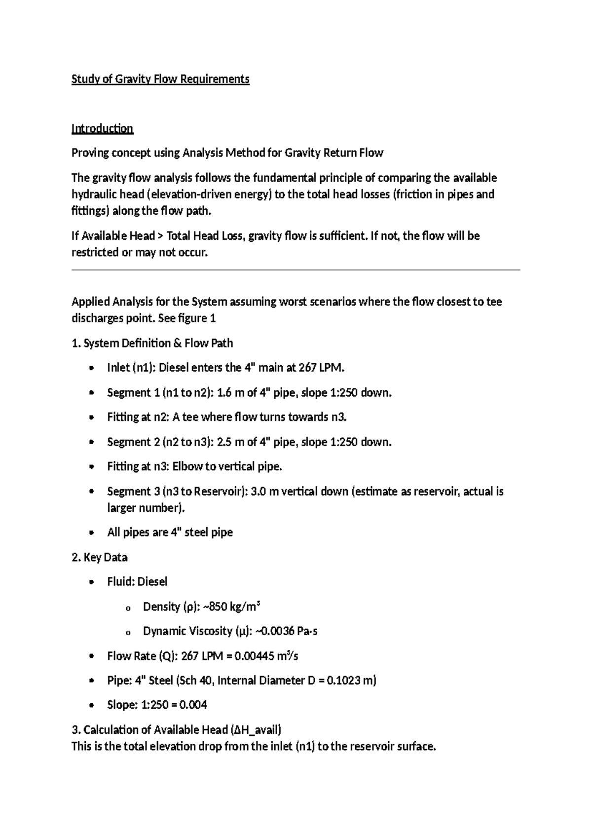 10 Gravity FLOW - Calculation Sample for Hydraulic Head Analysis - Studocu