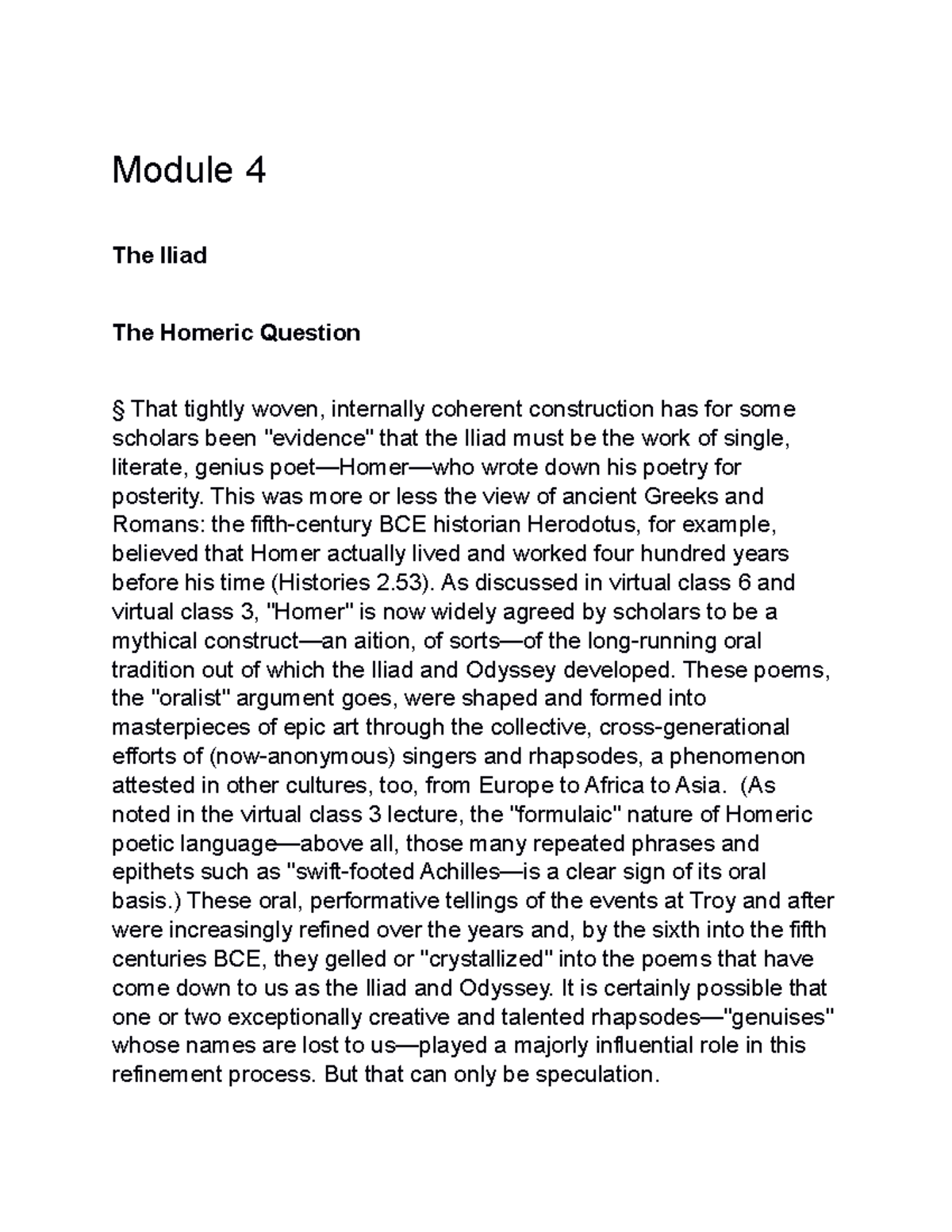 Lessons 4, 5, and 6: The Iliad's Themes and Historicity Analysis - Studocu
