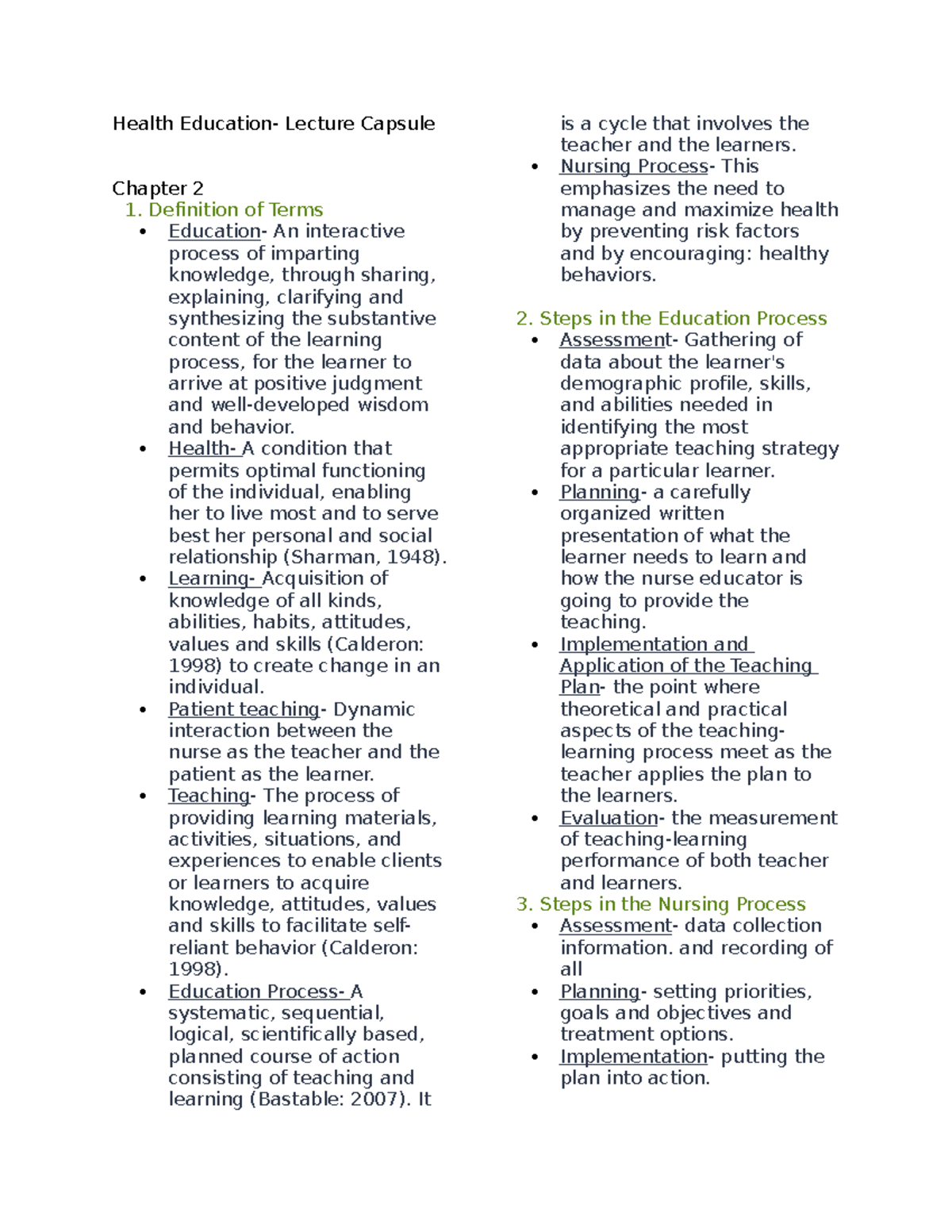 Health Education - Lecture Notes & Chapter 2 Overview - Studocu