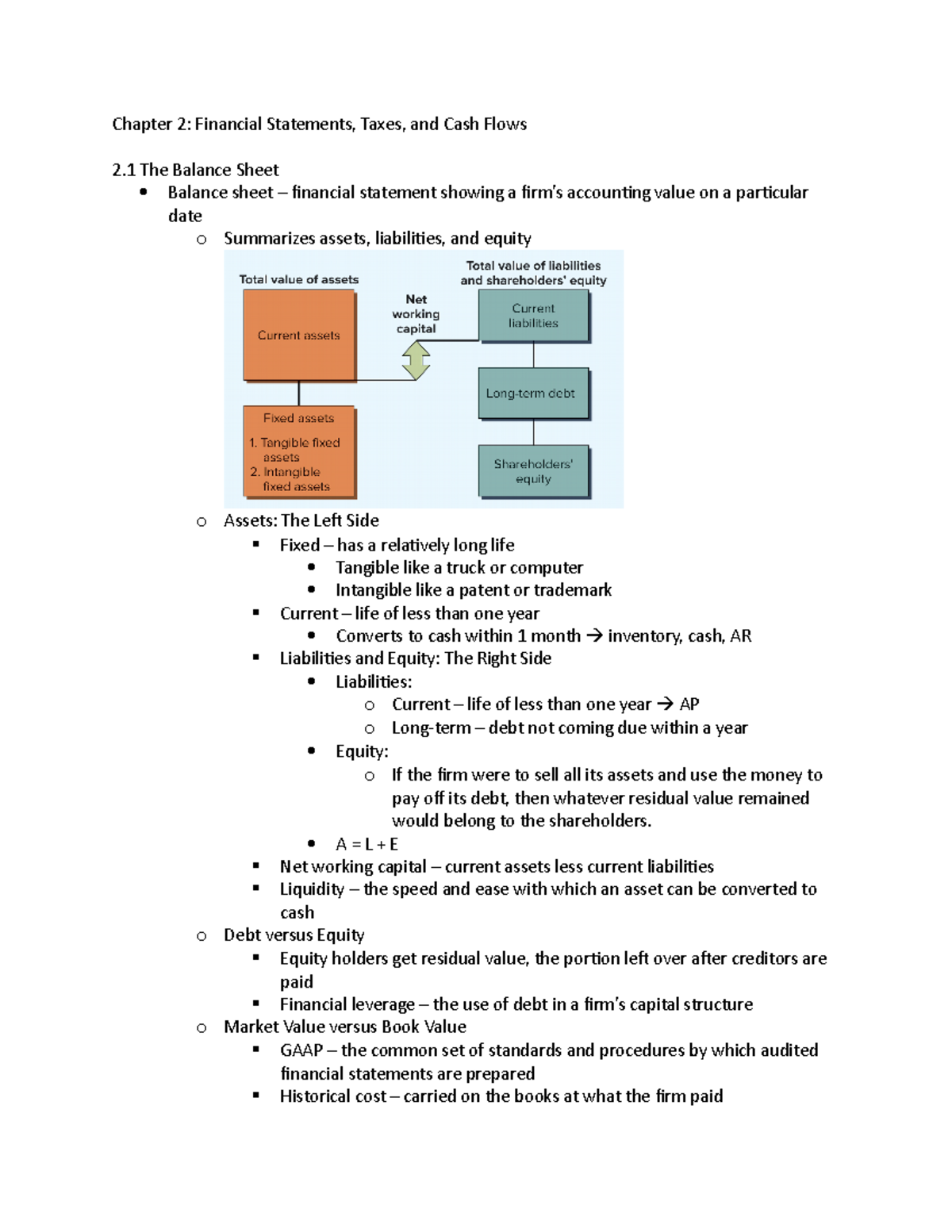 Chapter 2- Understanding Financial Statements, Taxes, and Cash Flows ...