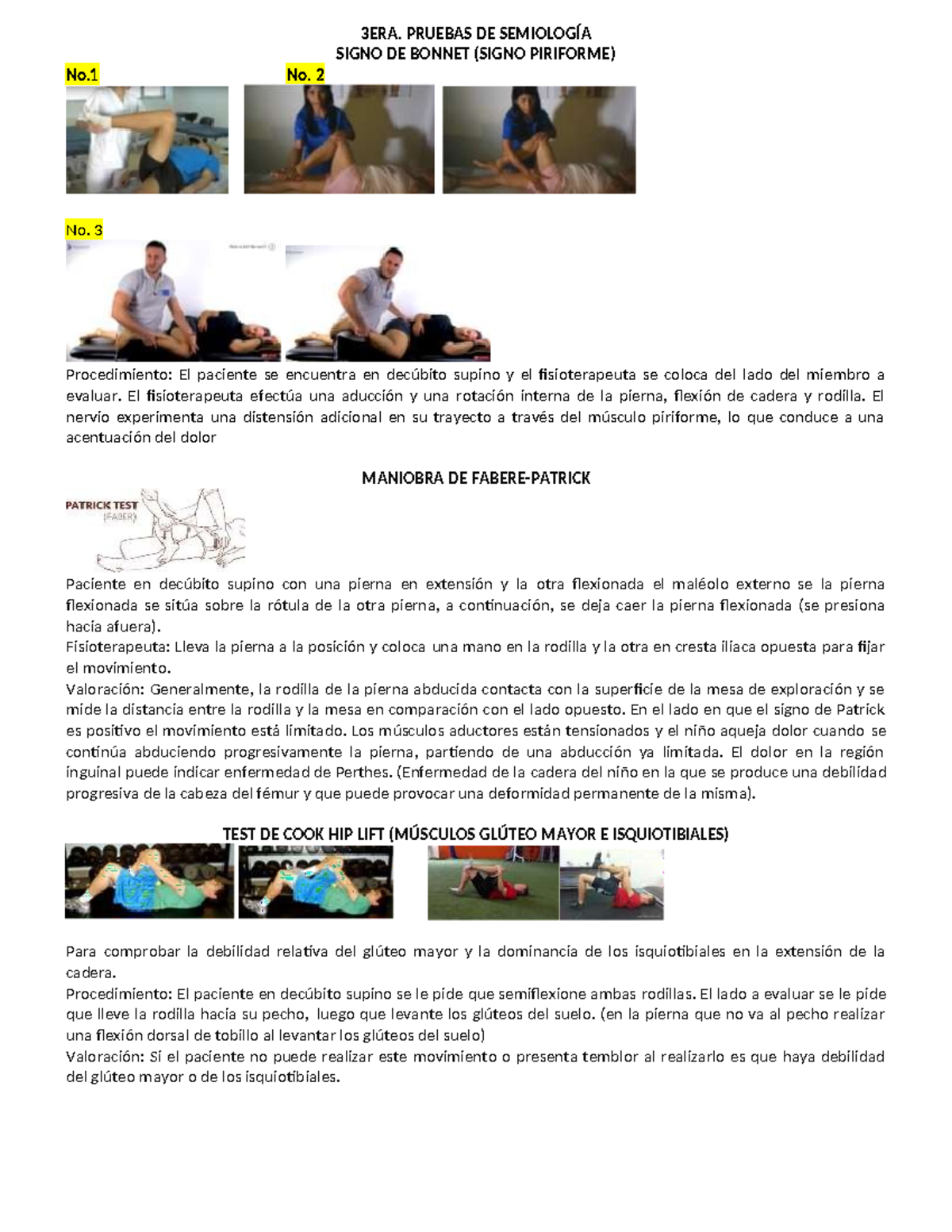 3ER. Pruebas Semiológicas - 3ERA. PRUEBAS DE SEMIOLOGÍA SIGNO DE BONNET ...