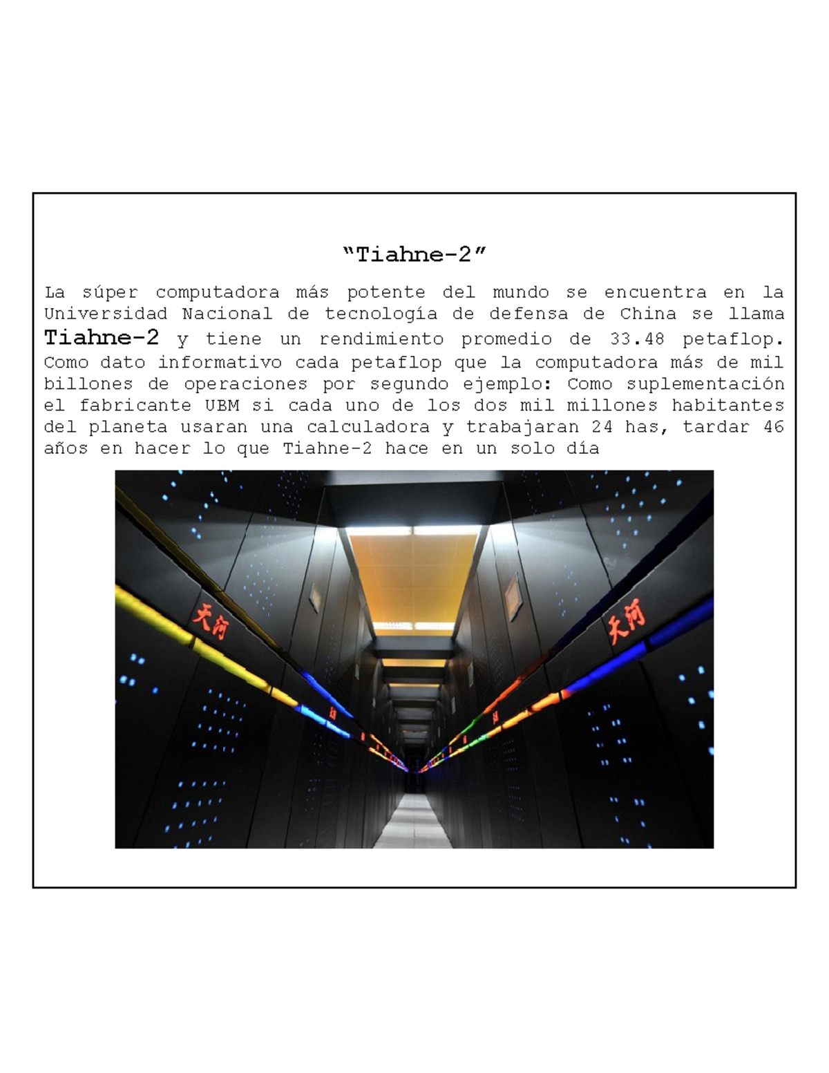 Practica del uso del tecldo - “Tiahne-2” La súper computadora más ...