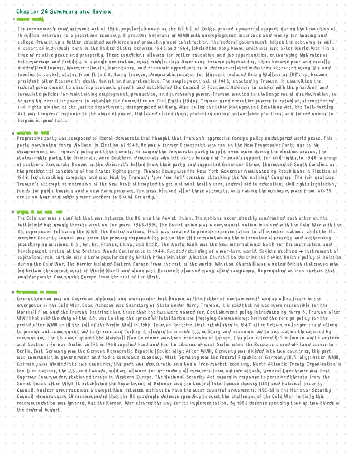 APUSH Chapter 26 Summary: Postwar Society & Cold War Dynamics - Studocu