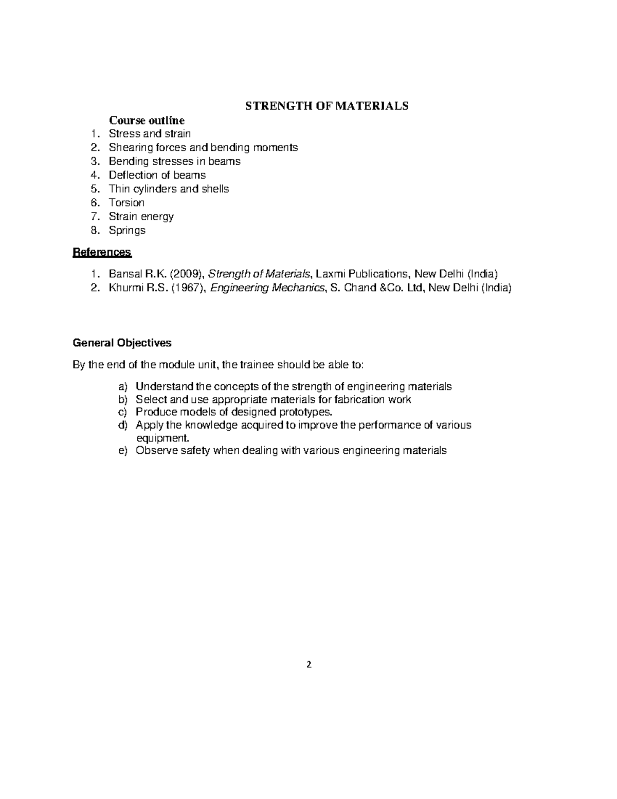 Strength of Materials Notes: Key Concepts and Formulas - Studocu