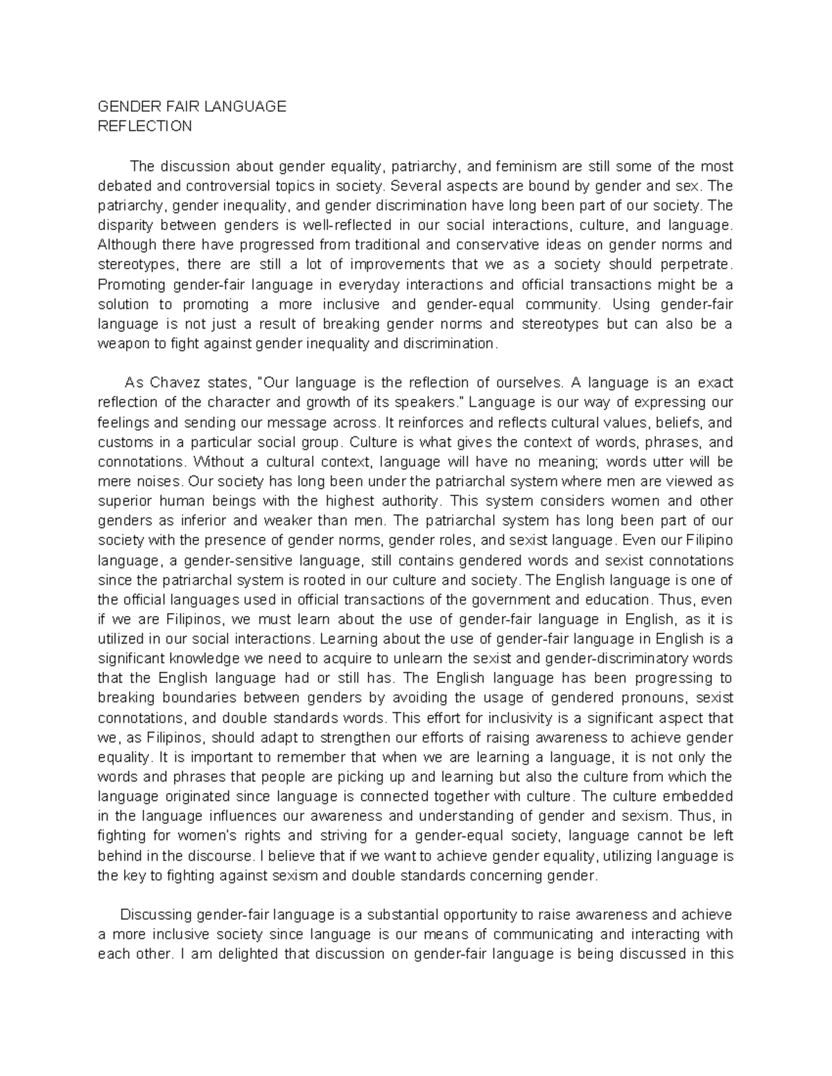 Gender Fair Language: Reflections on Gender Equality and Inclusivity ...