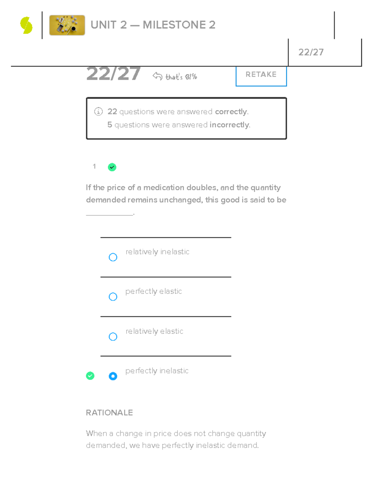 Mil2 - Milestone 2 - 1 22 / 27 that's 81% RETAKE 22 questions were ...