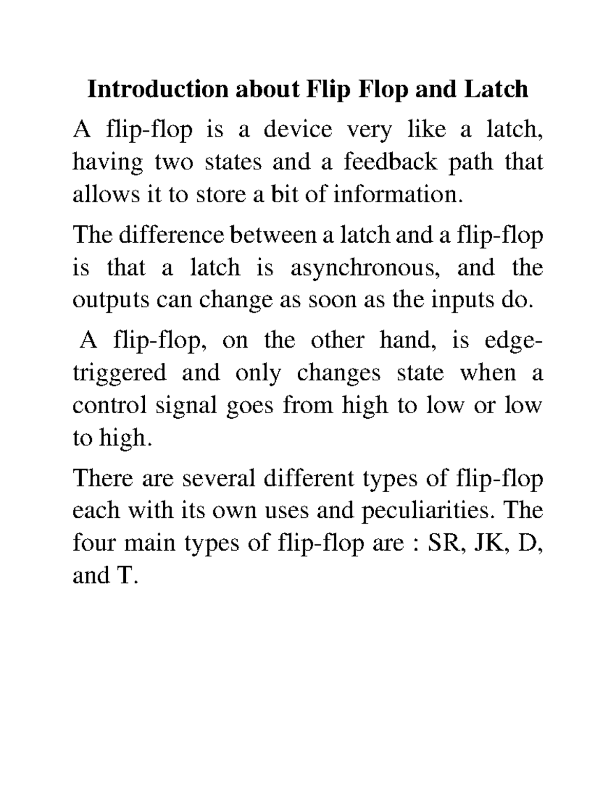 Difference Between Flip-Flops and Latches: Key Concepts - Studocu