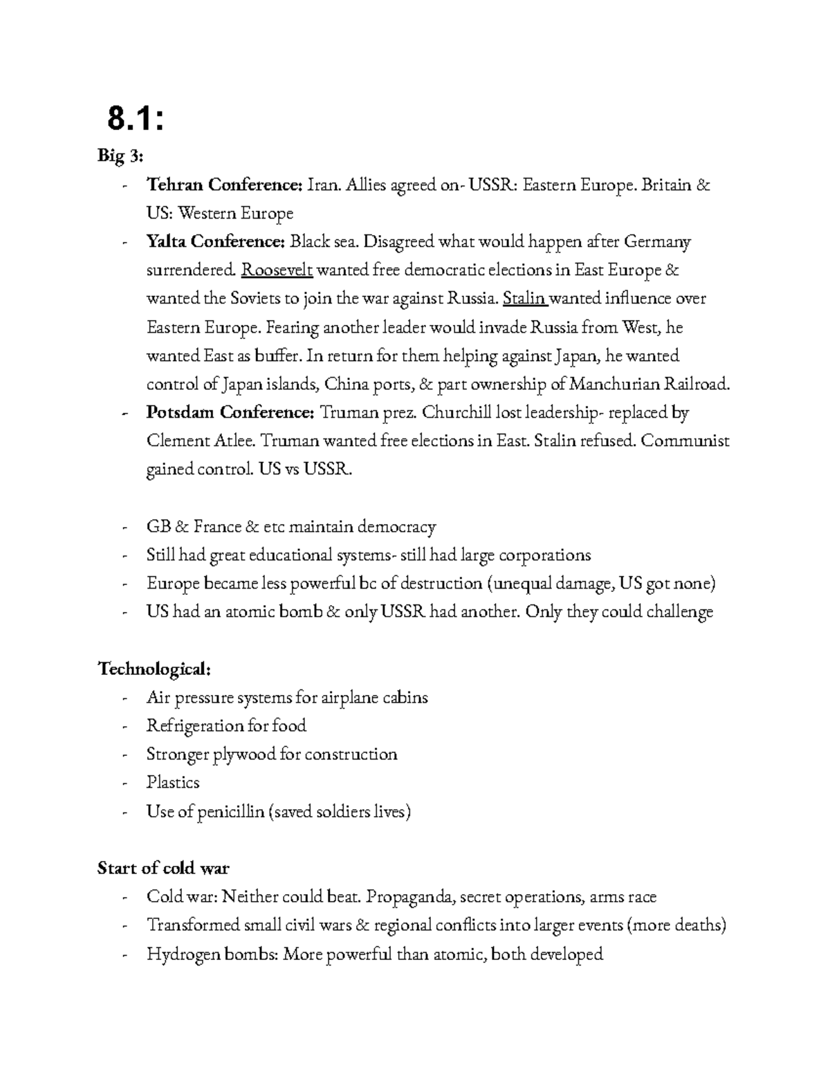Unit 8 AP World Notes: Cold War Dynamics and Global Conflicts - Studocu