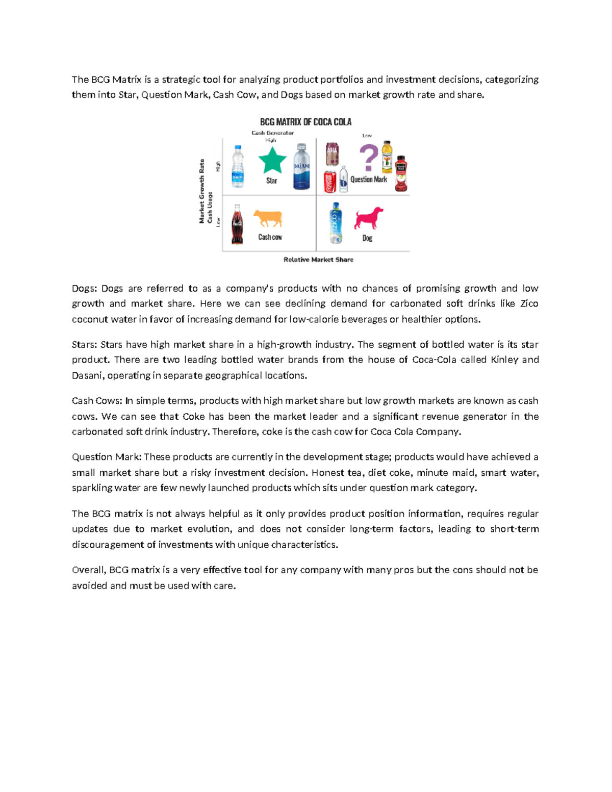 Coca-Cola BCG Matrix Analysis: Products in Stars, Cash Cows, and Dogs ...