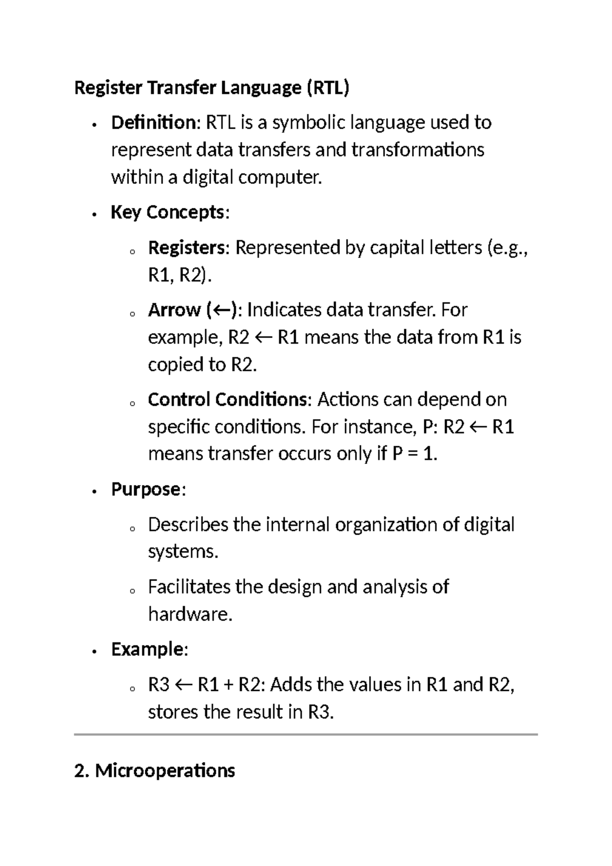 RTL and Microoperations in Digital Systems - Detailed Notes - Studocu