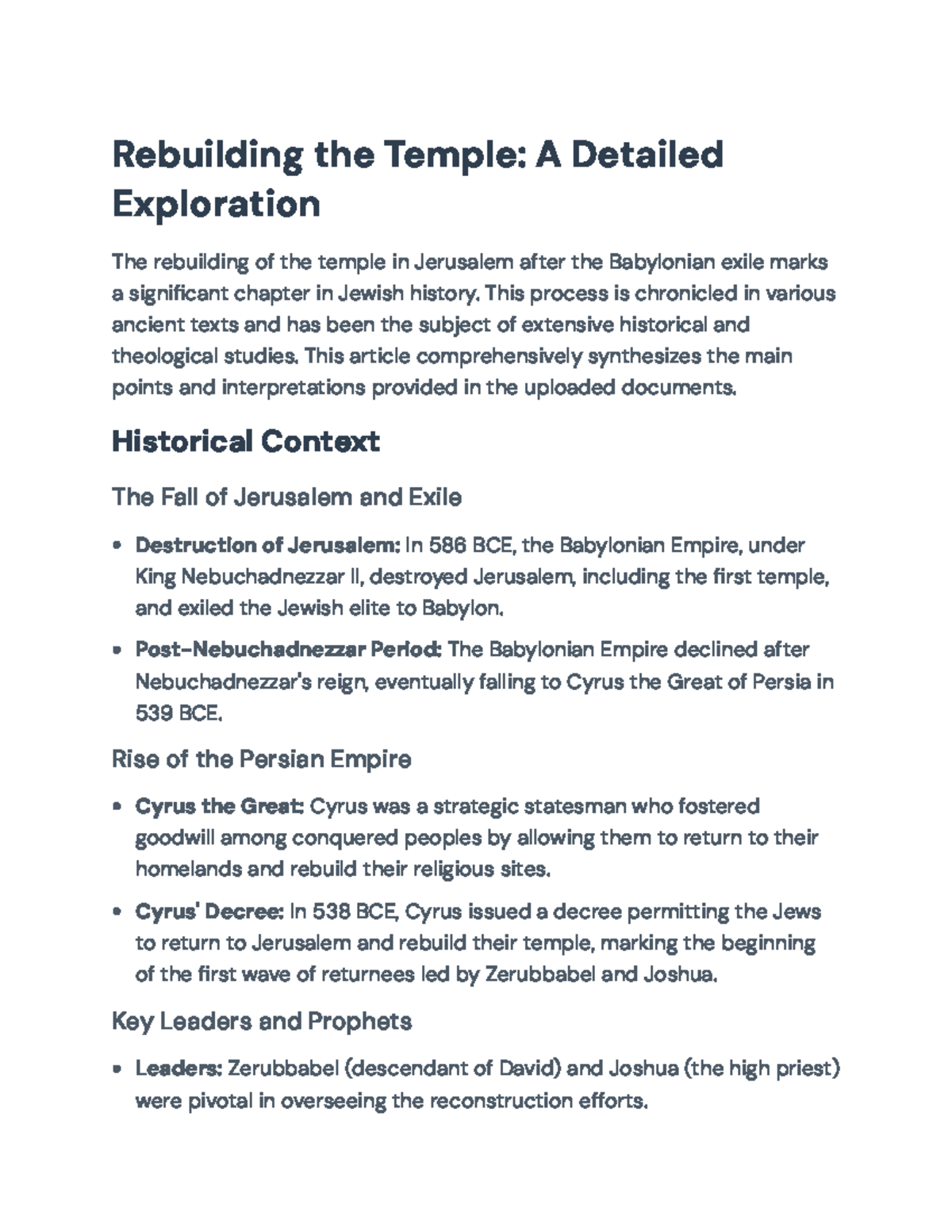 Rebuilding the Jerusalem Temple: Historical Context and Implications ...