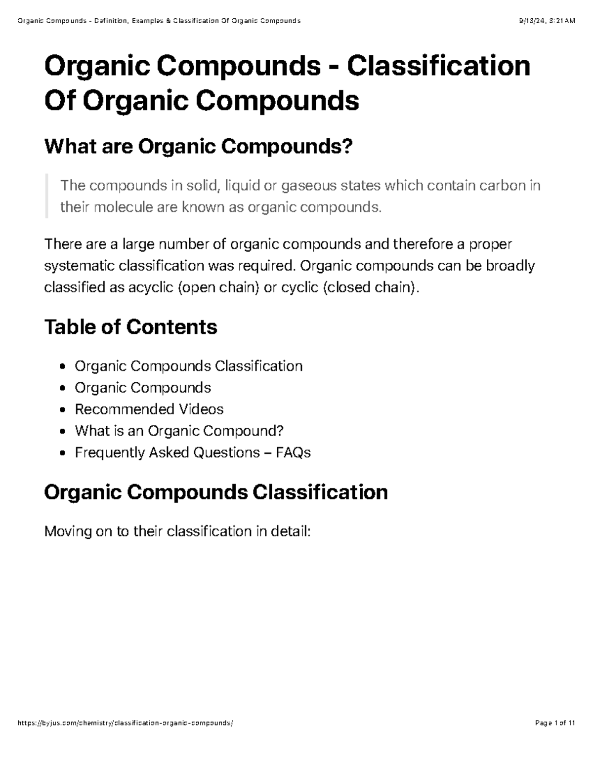 Organic Compounds - Definition, Examples & Classification Of Organic ...