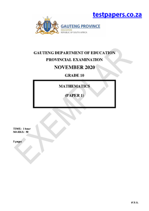 Gr10 MATH P1 (ENG) June 2022 Exam Ques. Paper and Answers - Studocu