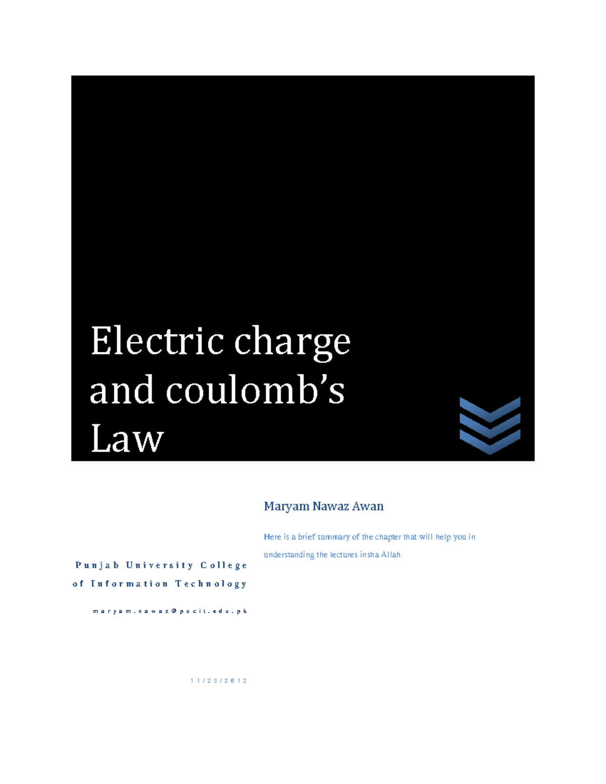 Electric Charge & Coulomb's Law: Chapter 25 Summary Notes - Studocu