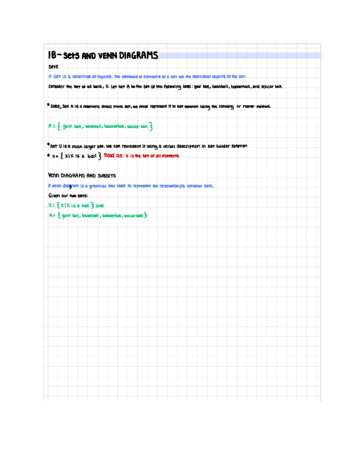 IB- Sets and Venn diagrams - MATH 1316 - Studocu