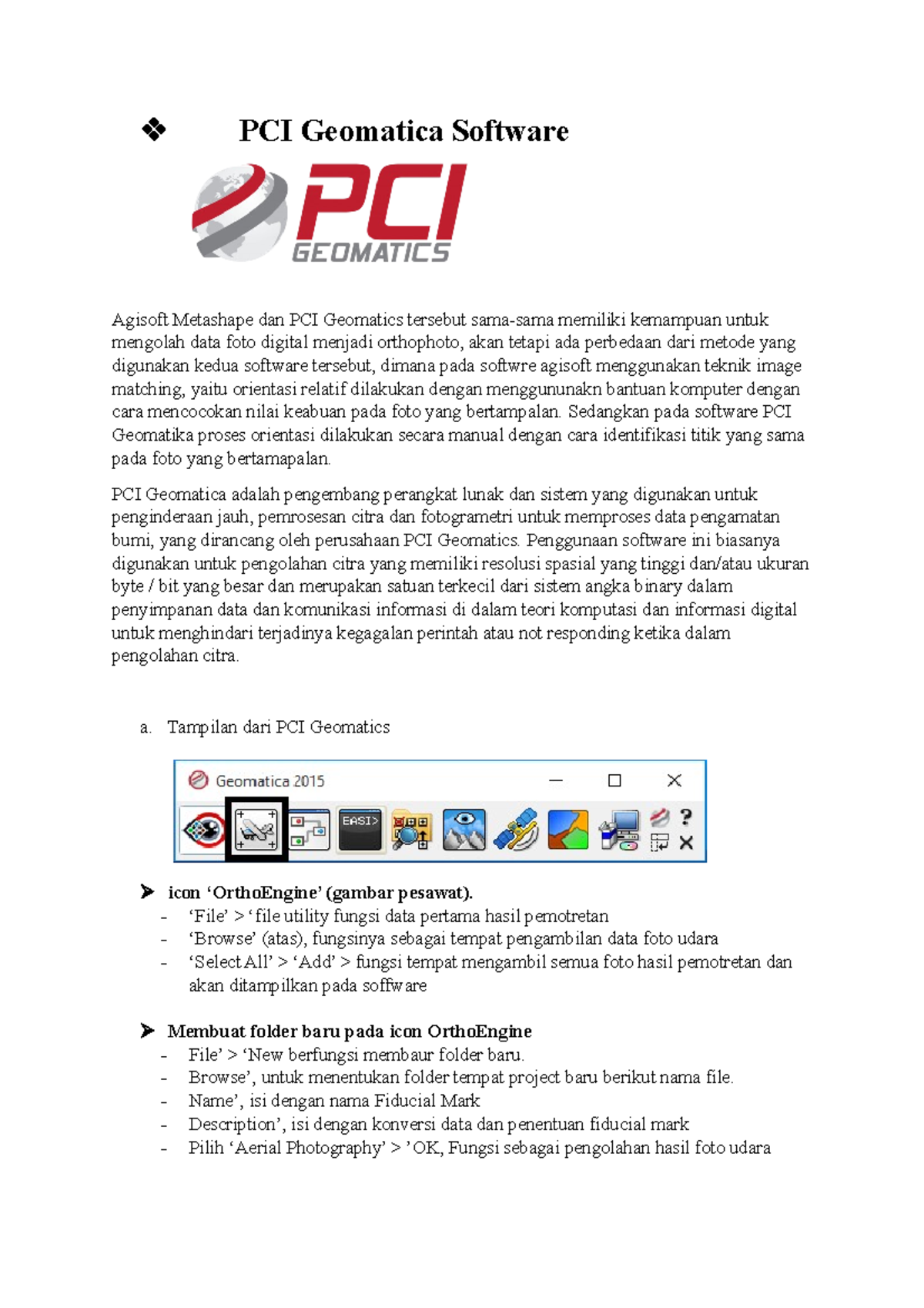 PCI Geomatica Software: Comparison and Usage Overview - Studocu