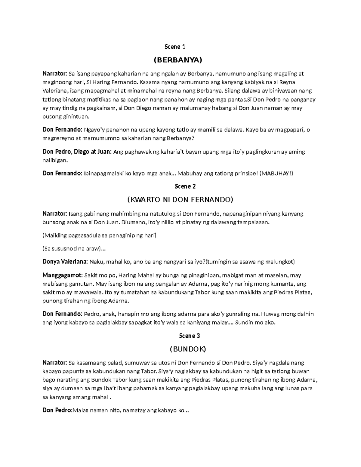 Kuwento ng Ibong Adarna: Pagsusuri at Pagsasadula (FIL101) - Studocu