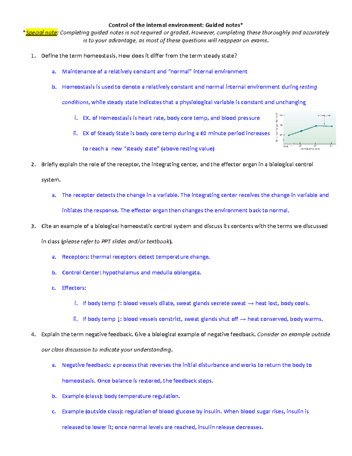 Guided Notes on Homeostasis: Concepts & Control Systems (BIO 101) - Studocu