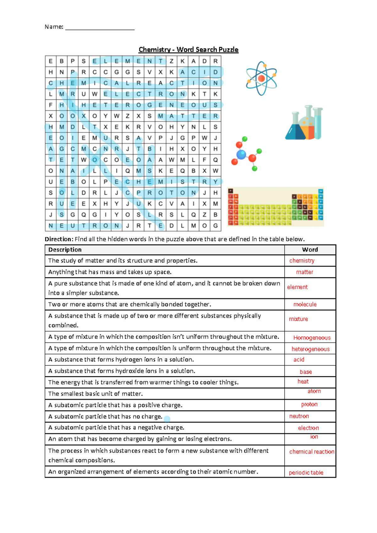 Chemistry Word Search Puzzle: Definitions & Terms Guide - Studocu